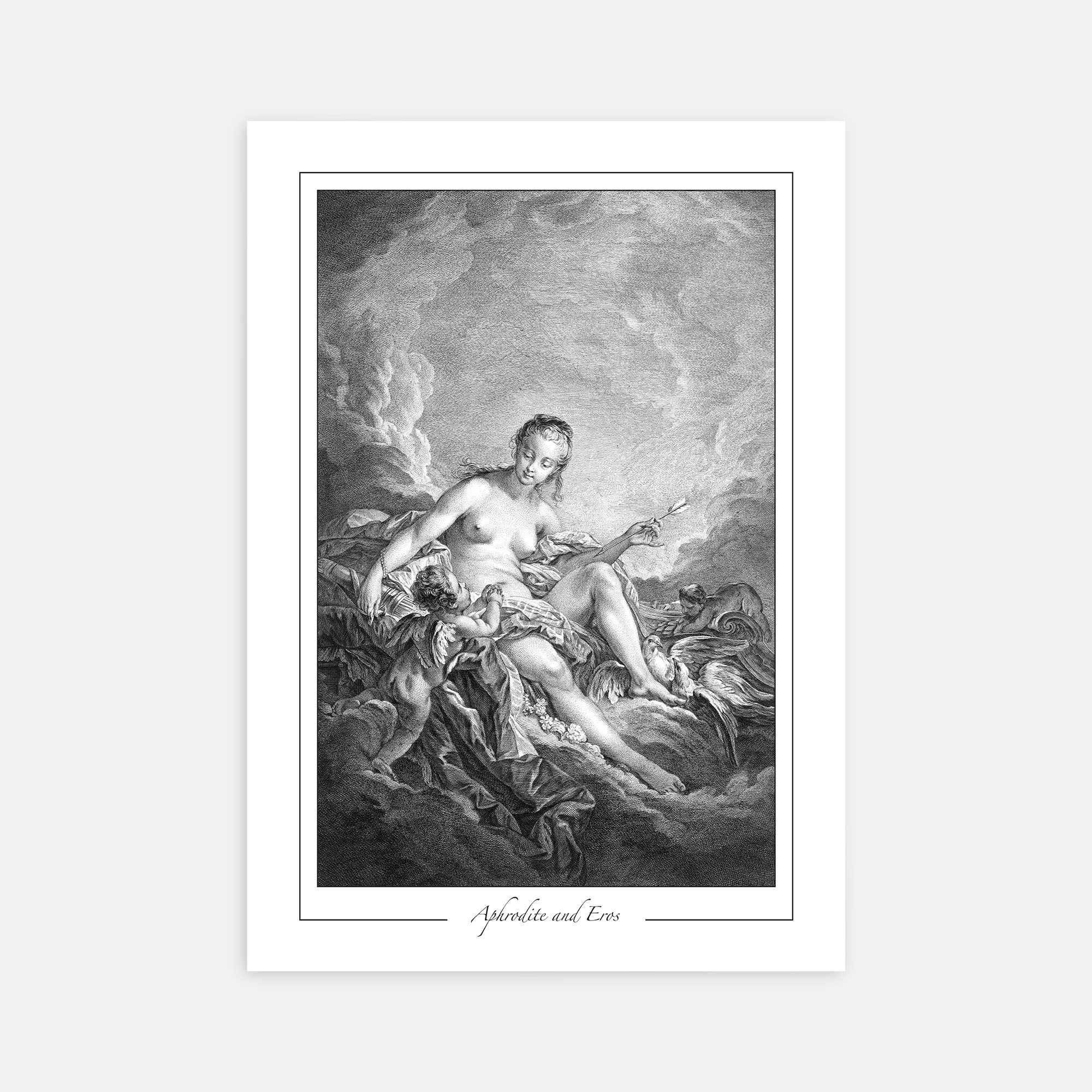 Aphrodite and Eros Engraving | Fine Art Giclée Print – Modern Mythos Art